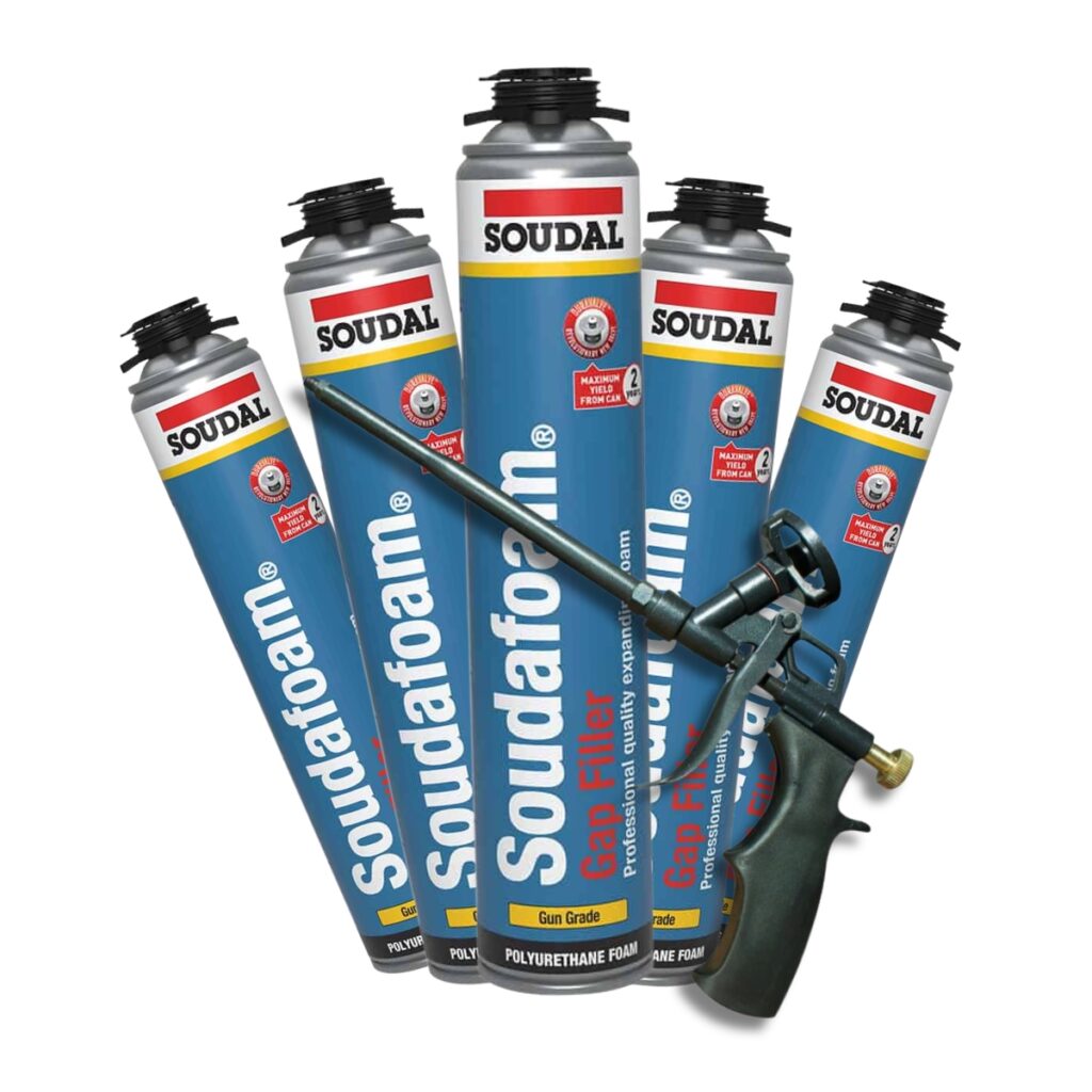 24 x Soudal Soudafoam 750ml Gun Grade foam 130585 + FREE METAL GUN - KEAN